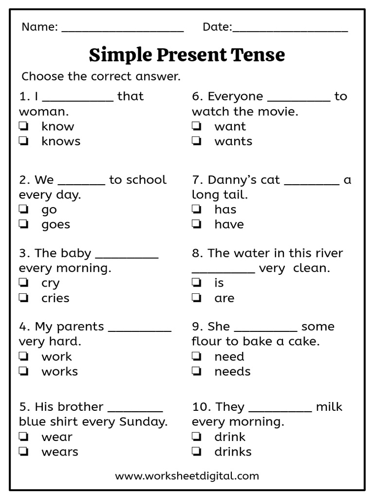 Simple Present Tense Worksheet 3 0e2jn2 | PDF