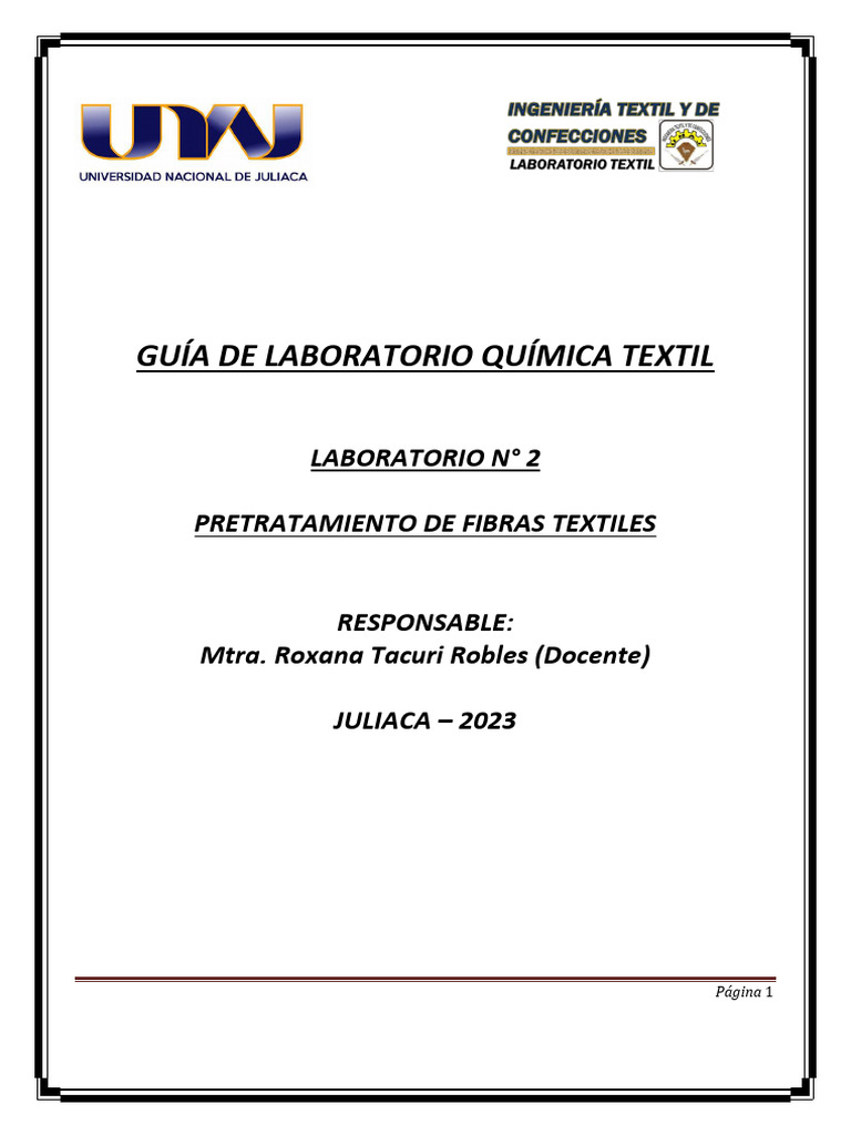 Guía de Laboratorio - Pretratamiento de Fibras Textiles - Unaj 2023 | PDF | Hidróxido de sodio ...