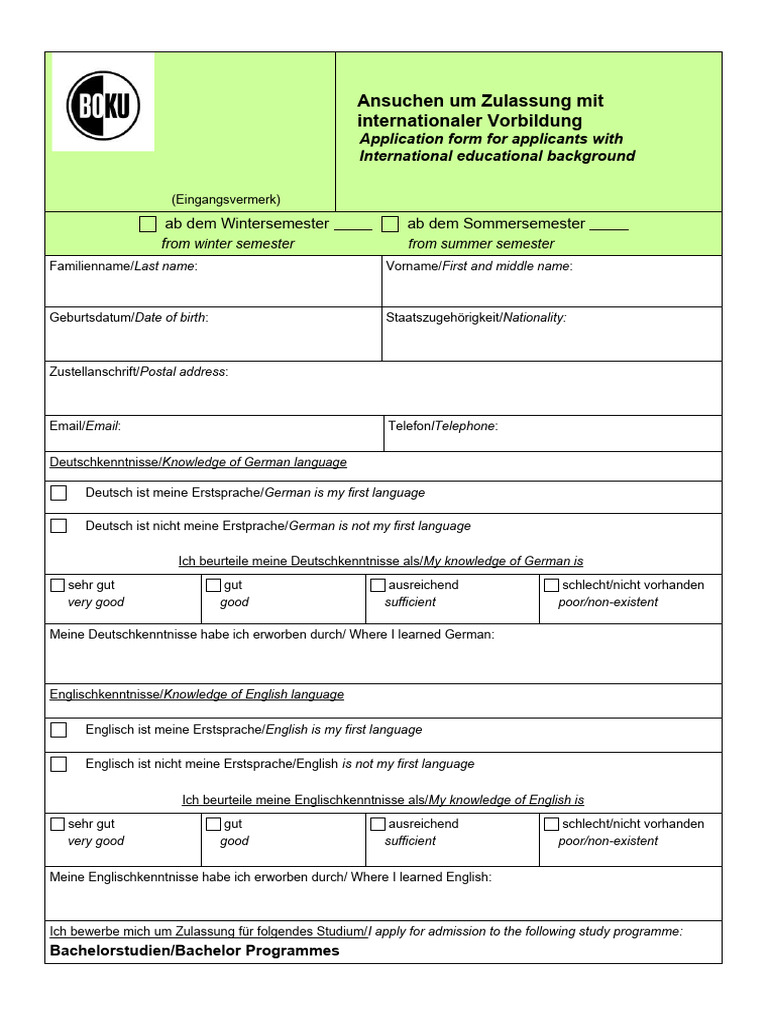 Application Form BSC MSC | PDF