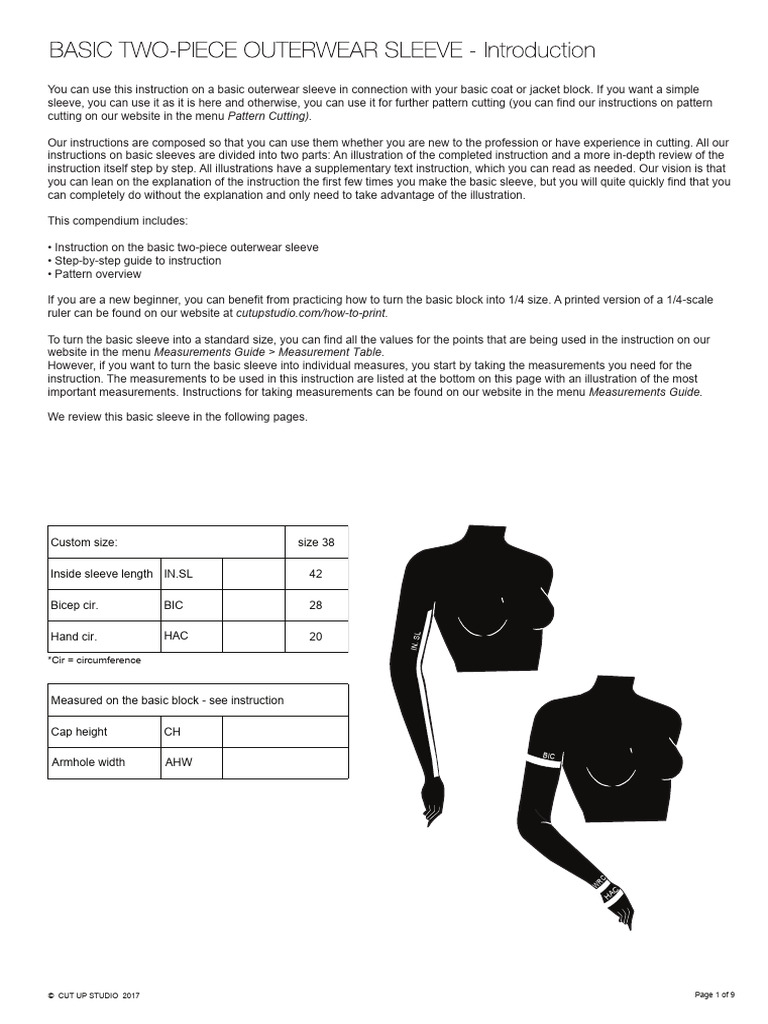 Two-Piece Sleeve Pattern Instructions | PDF | Length