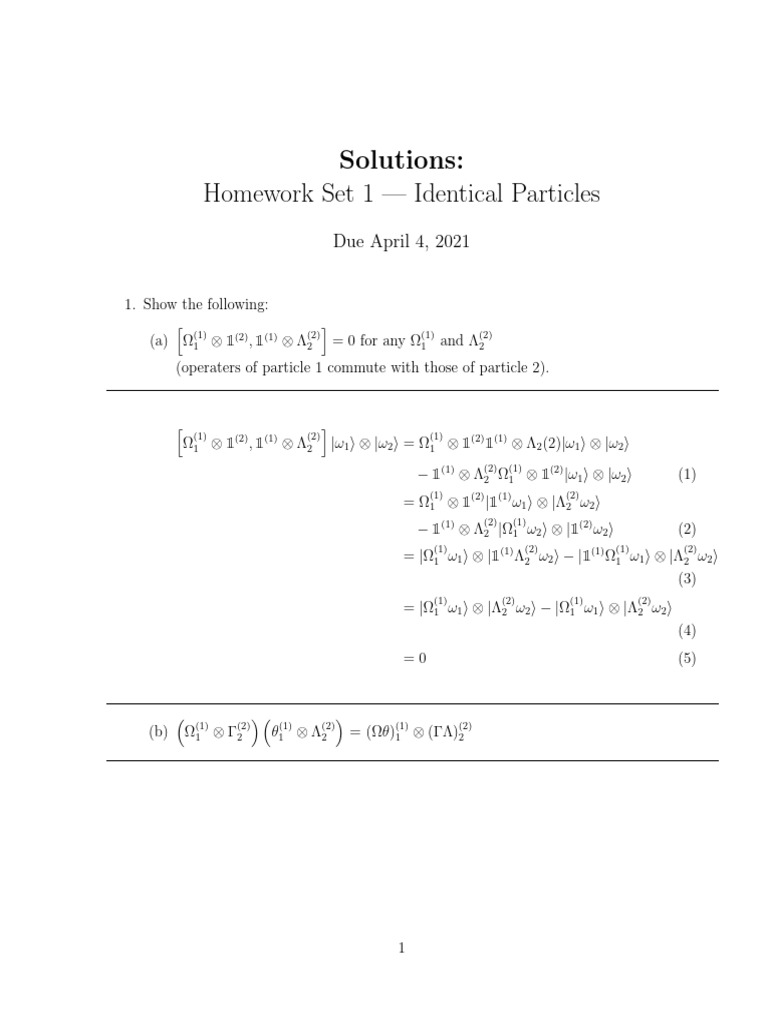QM2 HM1 Solutions | Download Free PDF | Spin (Physics) | Wave Function