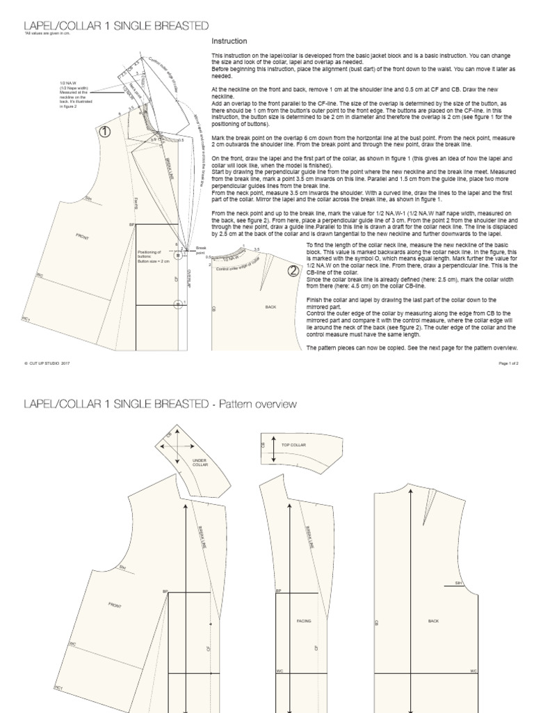 Drafting a Lapel Collar Pattern | PDF | Fashion | Clothing