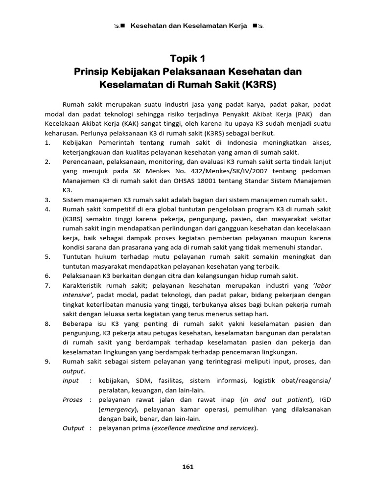 9 K3RS - Prinsip Kebijakan Pelaksanaan K3RS | PDF