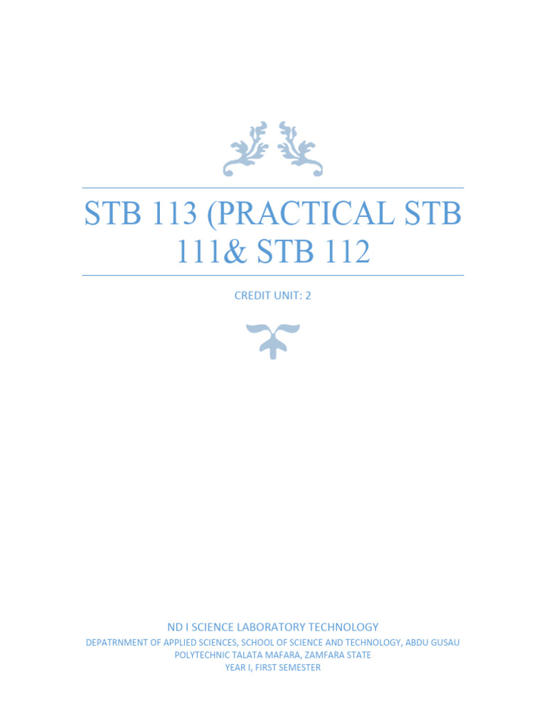 STB 113 (Practical STB 111 & STB 112) | PDF
