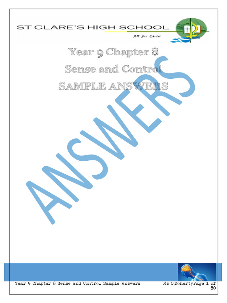 Year 9 Chapter 8 Sense and Control Sample Answers | PDF | Neuron | Nervous System