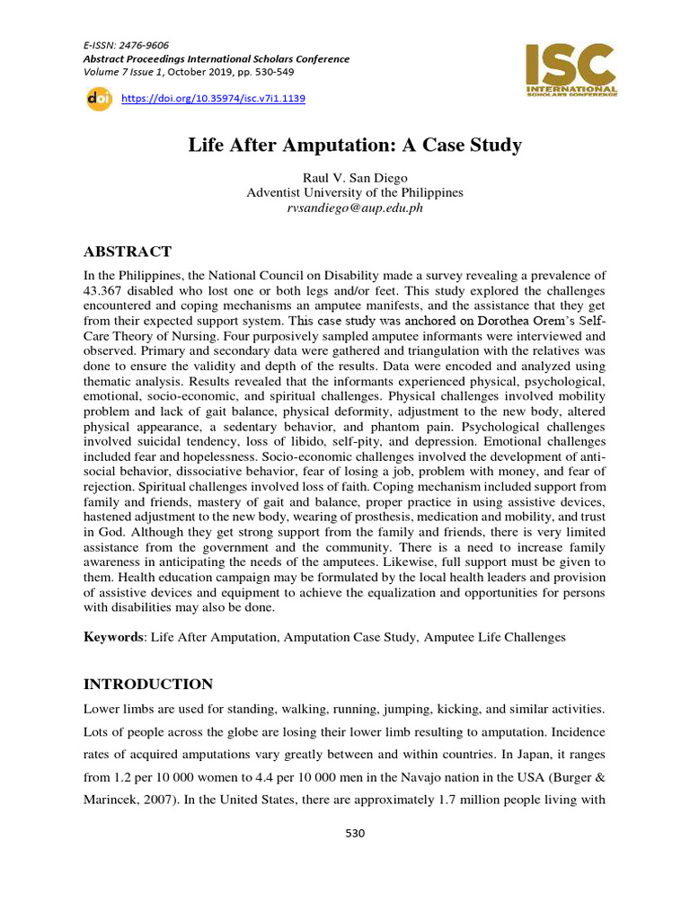 Life Challenges Post-Amputation Study | PDF | Amputation | Pain