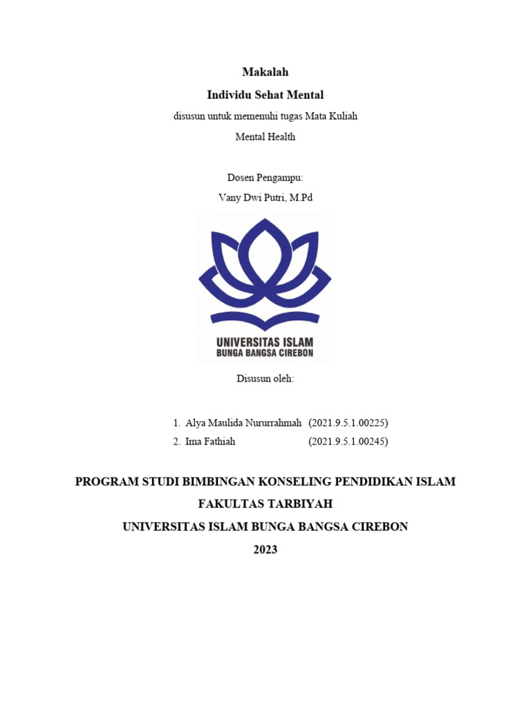 Kel.1 Individu Sehat Mental | PDF | Pengembangan Diri