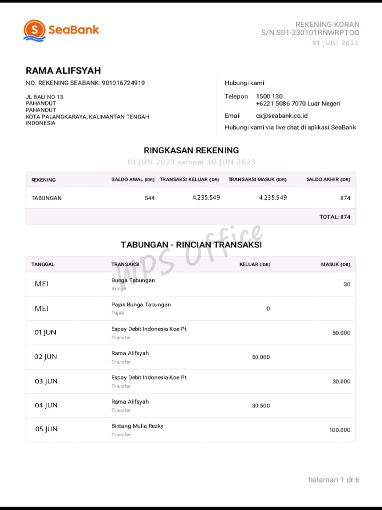 Seabank Statement | PDF