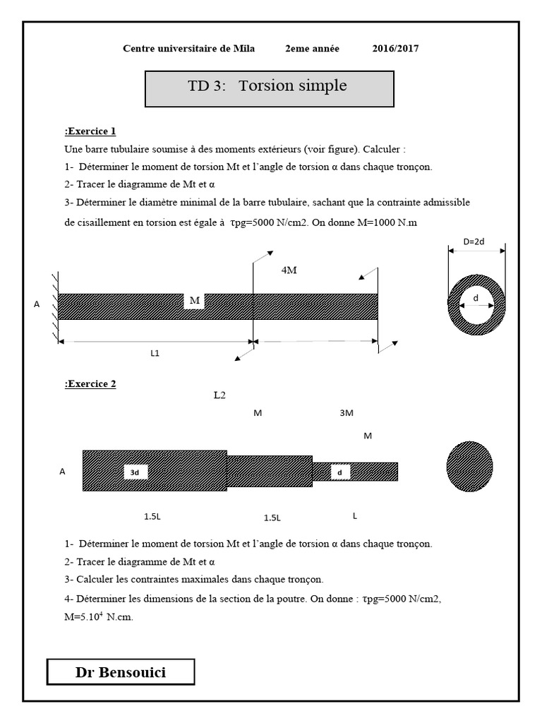 Calculs de torsion pour barres tubulaires | PDF | Sciences et mathématiques