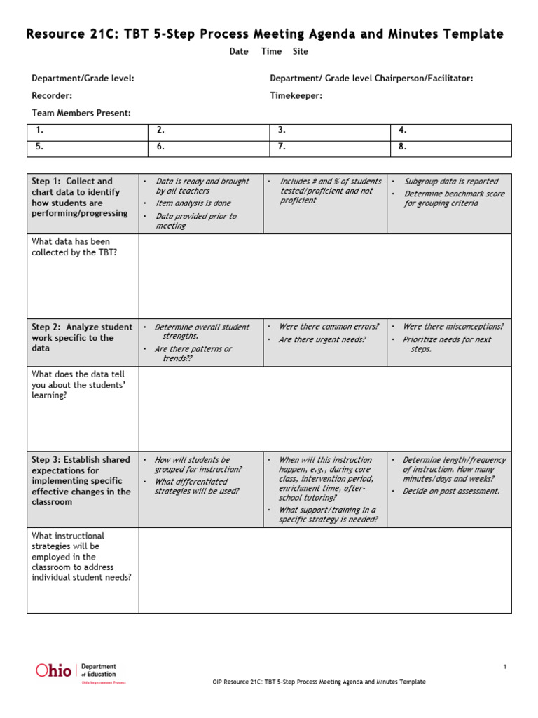 TBT5 Step Process Meet Agendaand Minutes Template | Download Free PDF ...