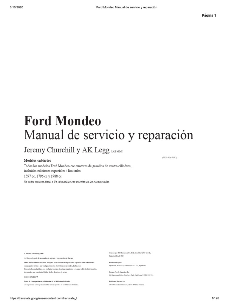 Ford Mondeo Manual de Servicio y Reparación | PDF
