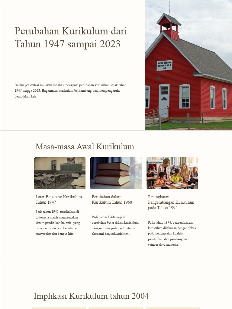 Perubahan Kurikulum Dari Tahun 1947 Sampai 2023 | PDF | Seni