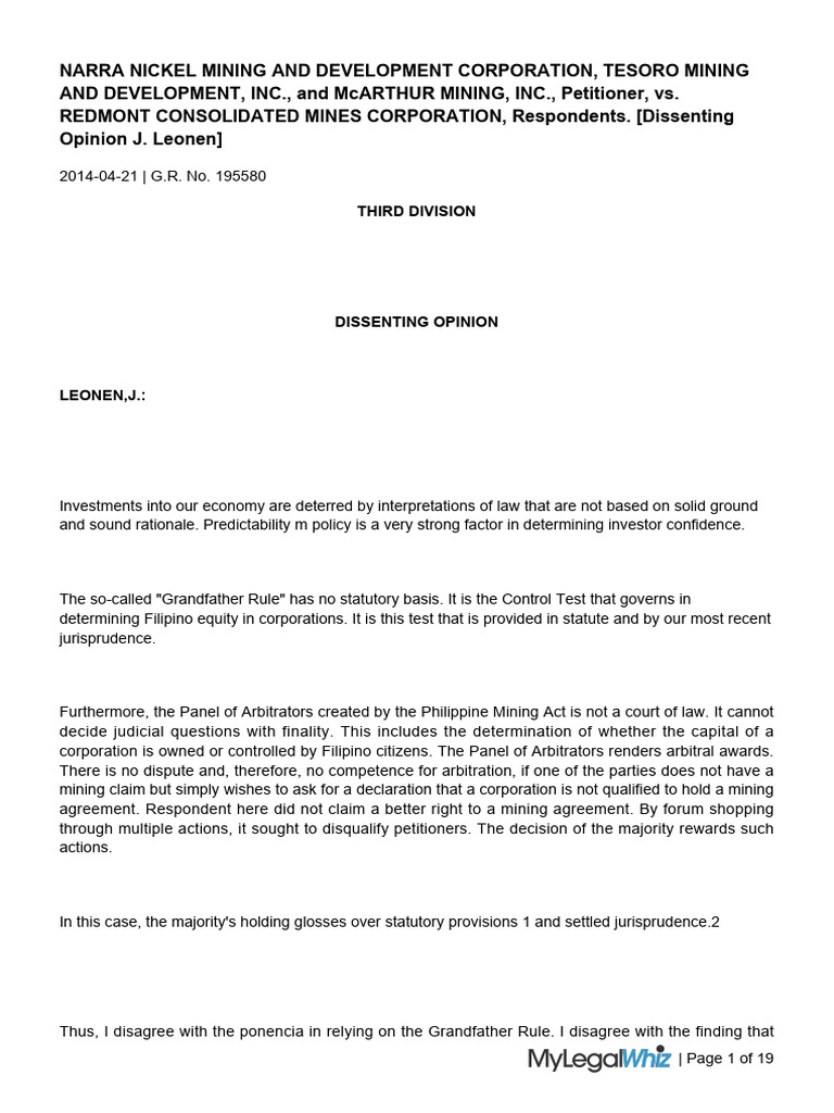 Narra Nickel Mining and Development Corp Et Al Vs Redmont Consolidated ...
