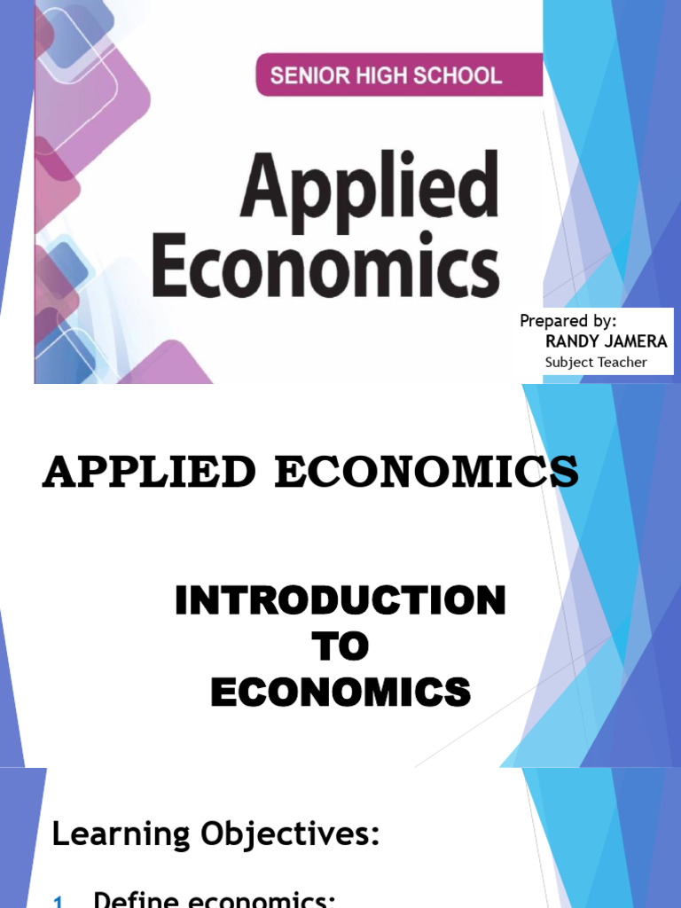 APPLIED ECONOMICS Lesson 1 Introduction To Economics 2 | PDF ...