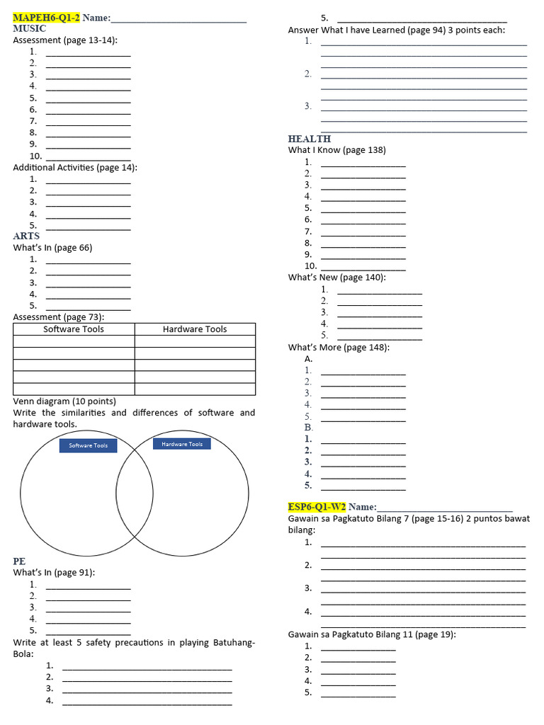 Activity Sheets Week 2 | PDF