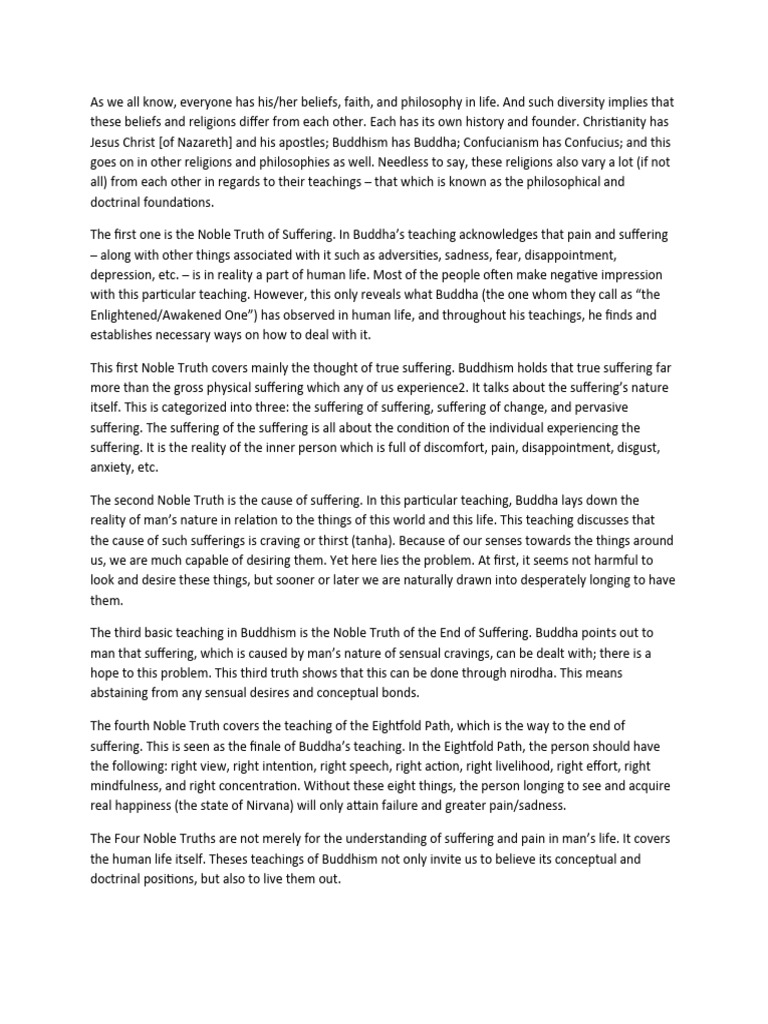 Four Noble Truth | PDF | Noble Eightfold Path | Four Noble Truths