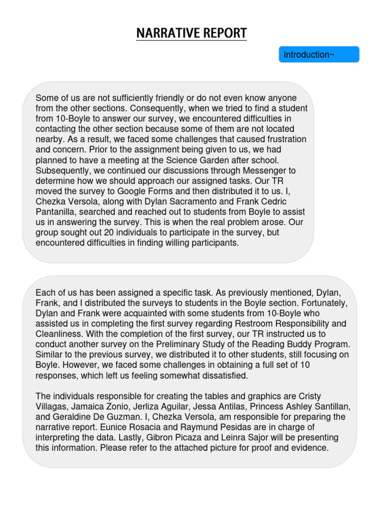 Narrative Report in English 10 Rewritten by Rosacia | PDF