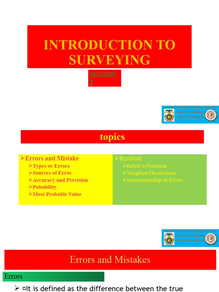 Session 2 Erros and Mistakes Residual | PDF | Accuracy And Precision | Errors And Residuals