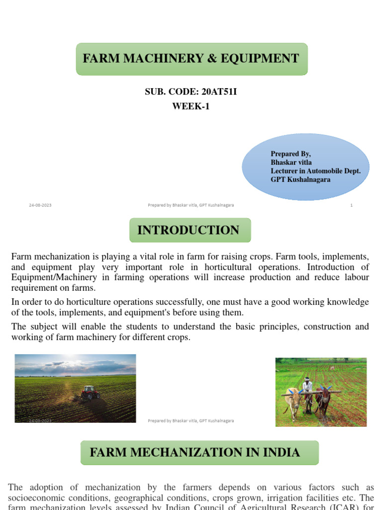 Farm Machinery & Equipment - W1 | PDF