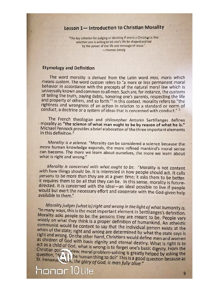 Lesson 1 Introduction To Christian Morality Text Book | PDF