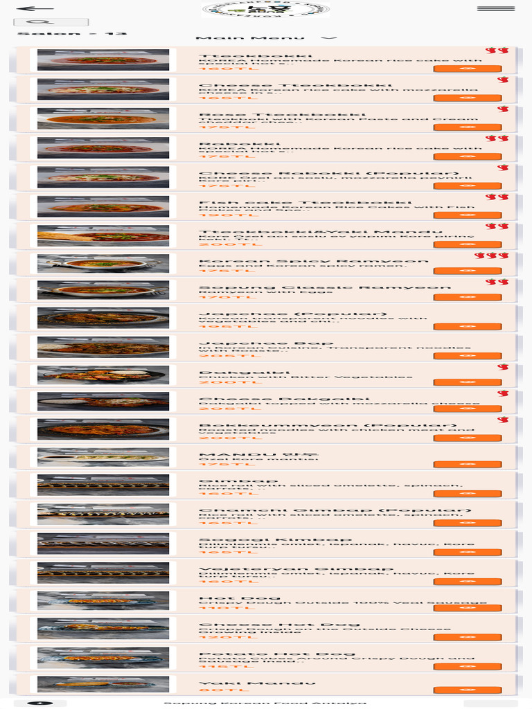 Sopung Korean Food Antalya Menu 2 | PDF