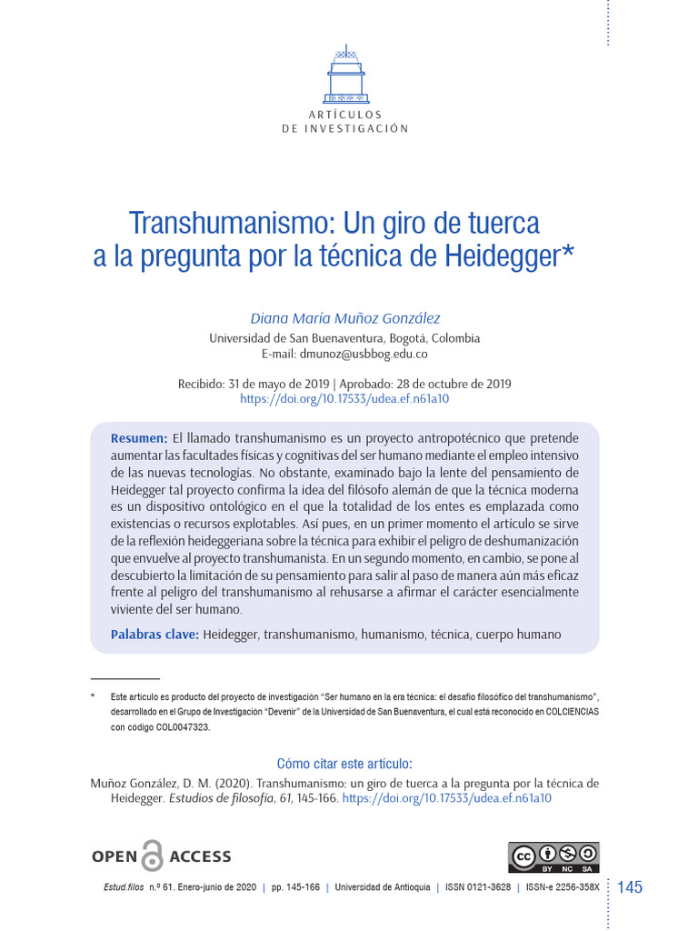 Transhumanismo y Heidegger | PDF | Transhumanismo | Martin Heidegger
