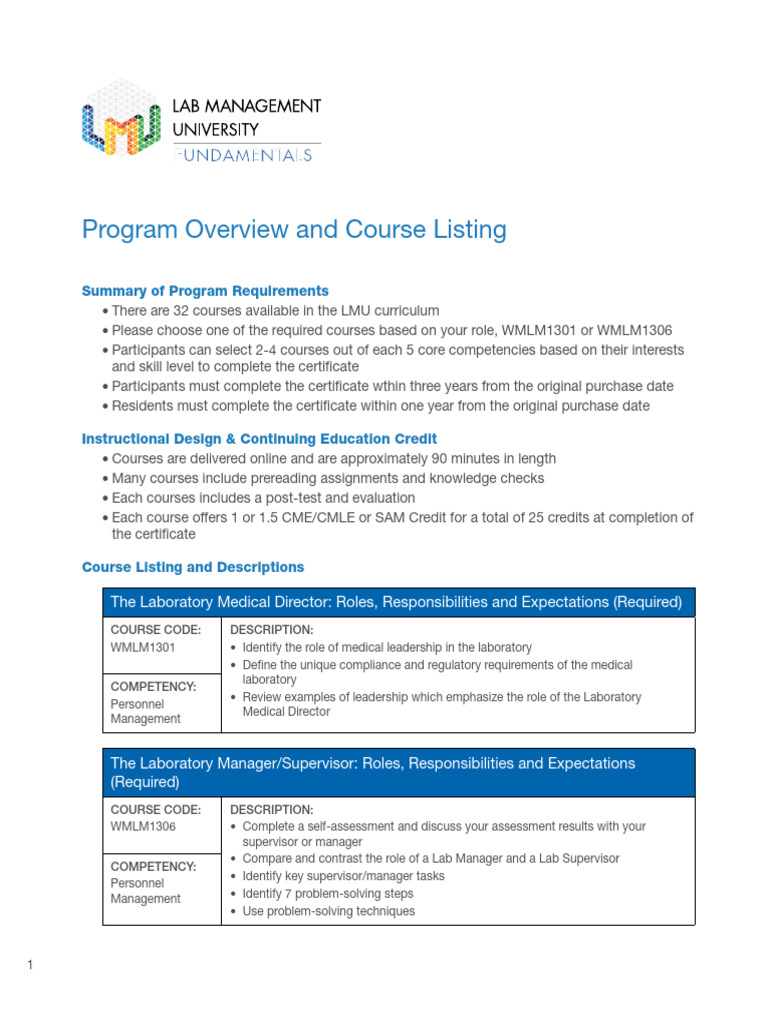 LMU Course Requirements & Overview | PDF | Competence (Human Resources ...