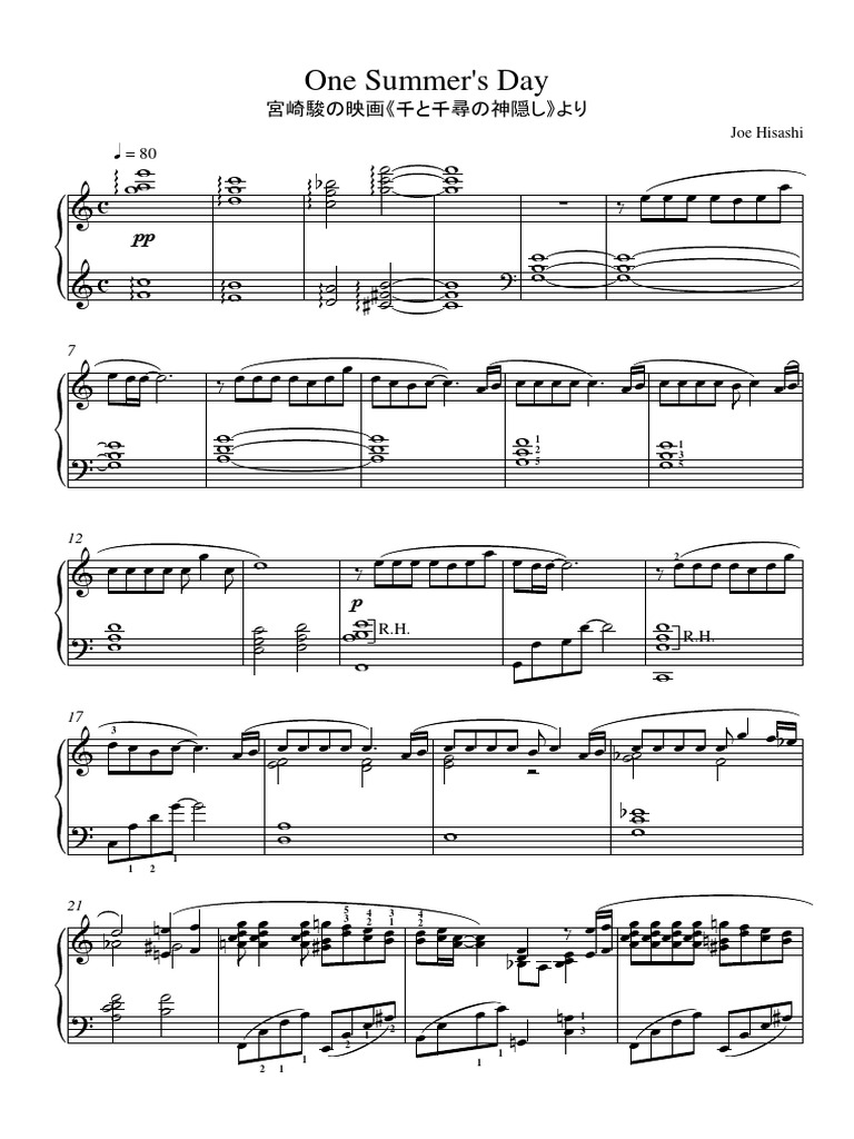 One Summer S Day Piano Sheet | PDF