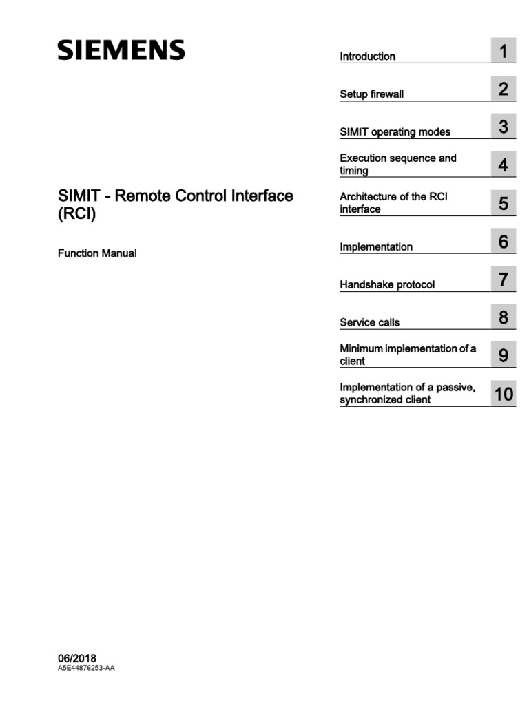 SIMIT Remote Control Interface EnUS en-US | PDF | Parameter (Computer Programming) | Input/Output