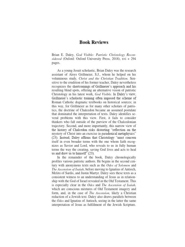 Brian_E_Daley_God_Visible_REVIEW | PDF | Christology | Athanasius Of ...
