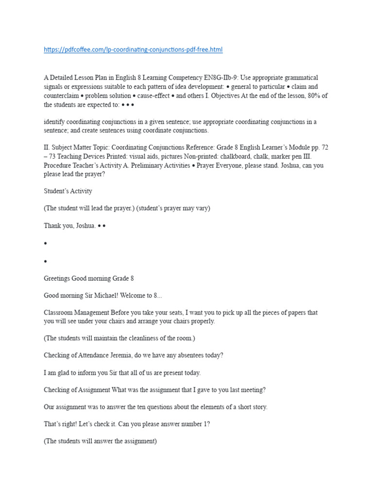 Coordinating Conjunction LP | PDF | Linguistics | Language Mechanics