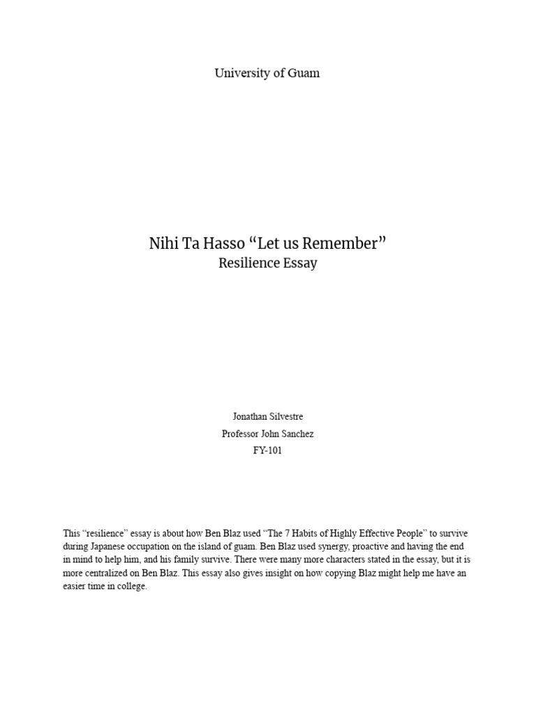 Resilience Essay | PDF | Mindset | Psychological Resilience