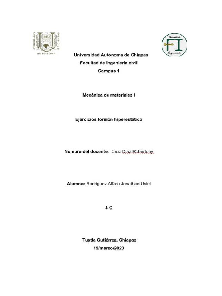Ejercicios Torsión Hiperestatica | PDF