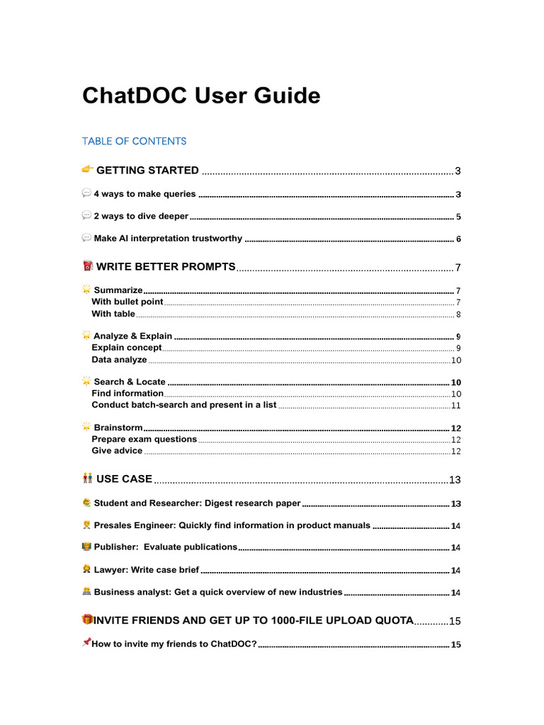 ChatDOC User Guide for Effective Use | PDF | Subscription Business Model | Computer File