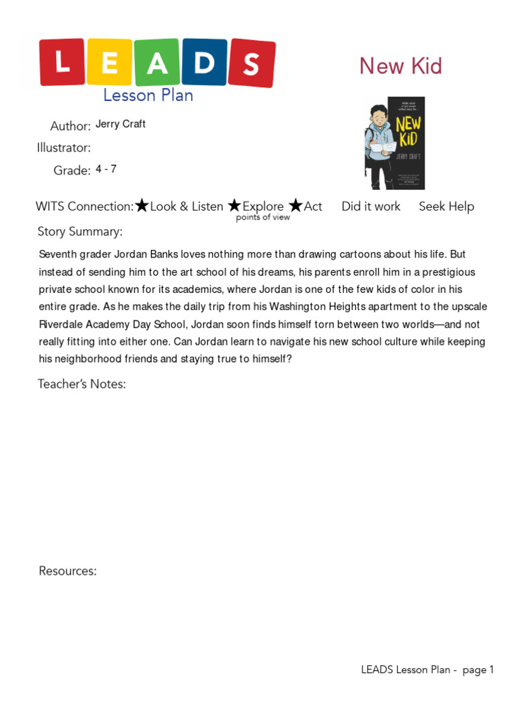New Kid LEADS Lesson Plan 2021 | Download Free PDF | Metaphor | Lesson Plan