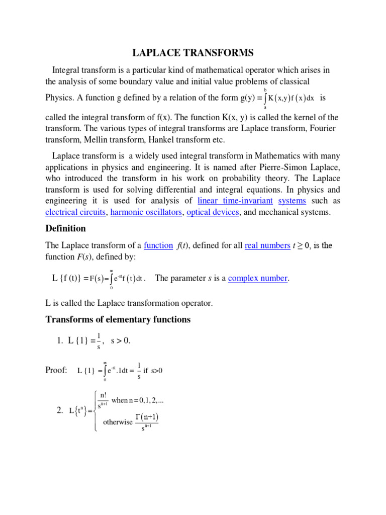 6 Laplace Transforms | PDF | Laplace Transform | Mathematical Analysis