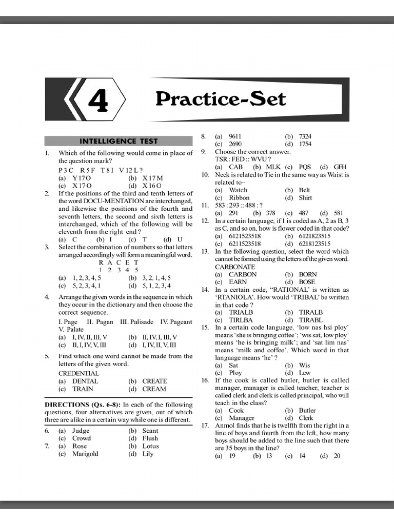AISSEE Practice Set - 4 | PDF