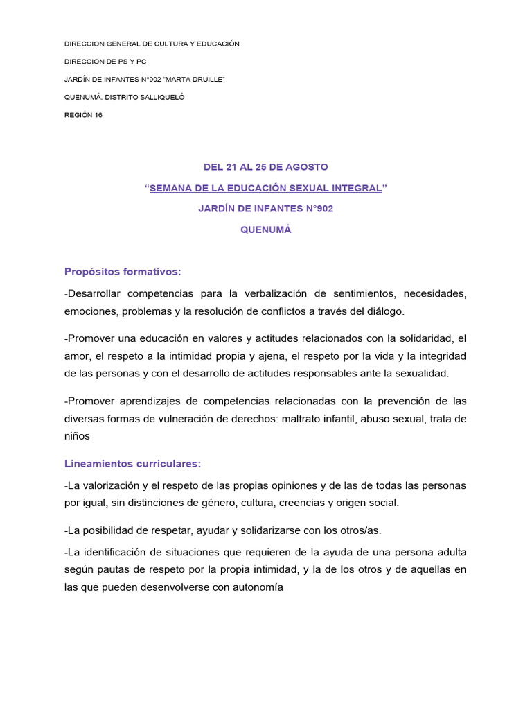 Semana De La Esi Jardin Pdf Educación De La Primera Infancia