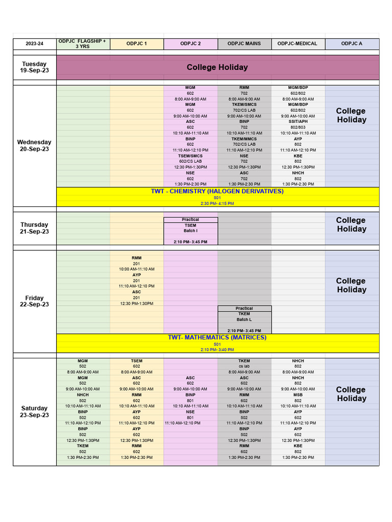 OD TIMETABLE - 20 Sept - 23 Sept | PDF