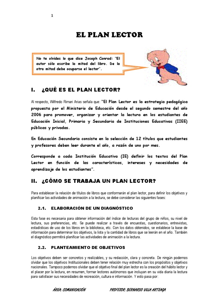 3. El Plan Lector | Lectura (Proceso) | Maestros