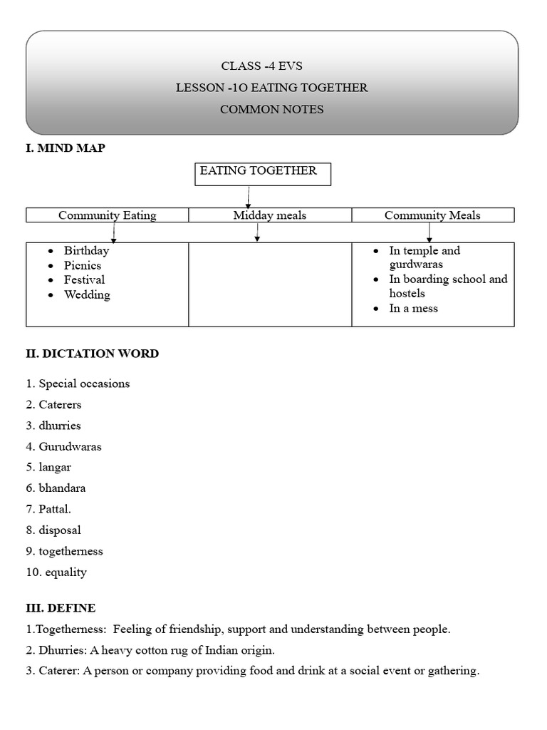 Grade-4 Ln-10 Common Notes | PDF | Meal | Cuisine
