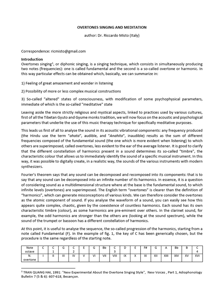 Overtones Singing and Meditation | PDF | Cingulate Cortex | Cerebral Cortex