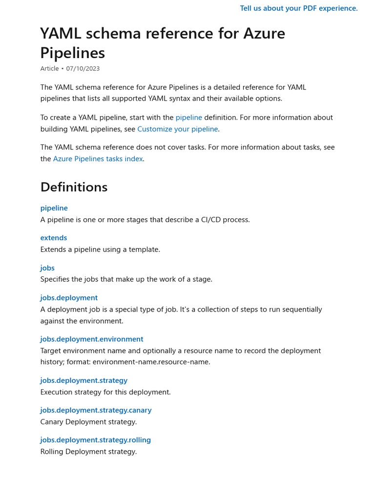 Azure Devops Pipelines Yaml Schema Reference Pdf