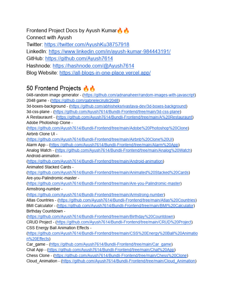 50 Frontend Projects | Download Free PDF | Online Services | Application Software