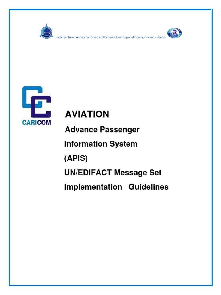 Caricom Aviation Apis Guidelines Nov 2011 | PDF | Electronic Data Interchange | Information ...