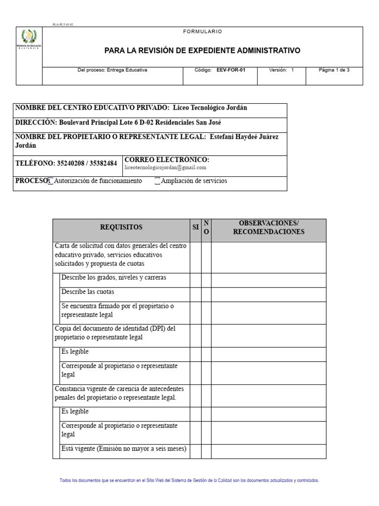 Eev-For-01 - Formulario - para - La - Revisión - Expediente ...