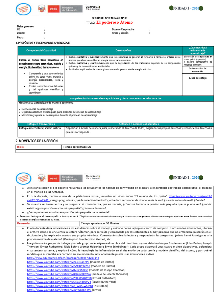 Sesion de Aprendizaje 05 | PDF