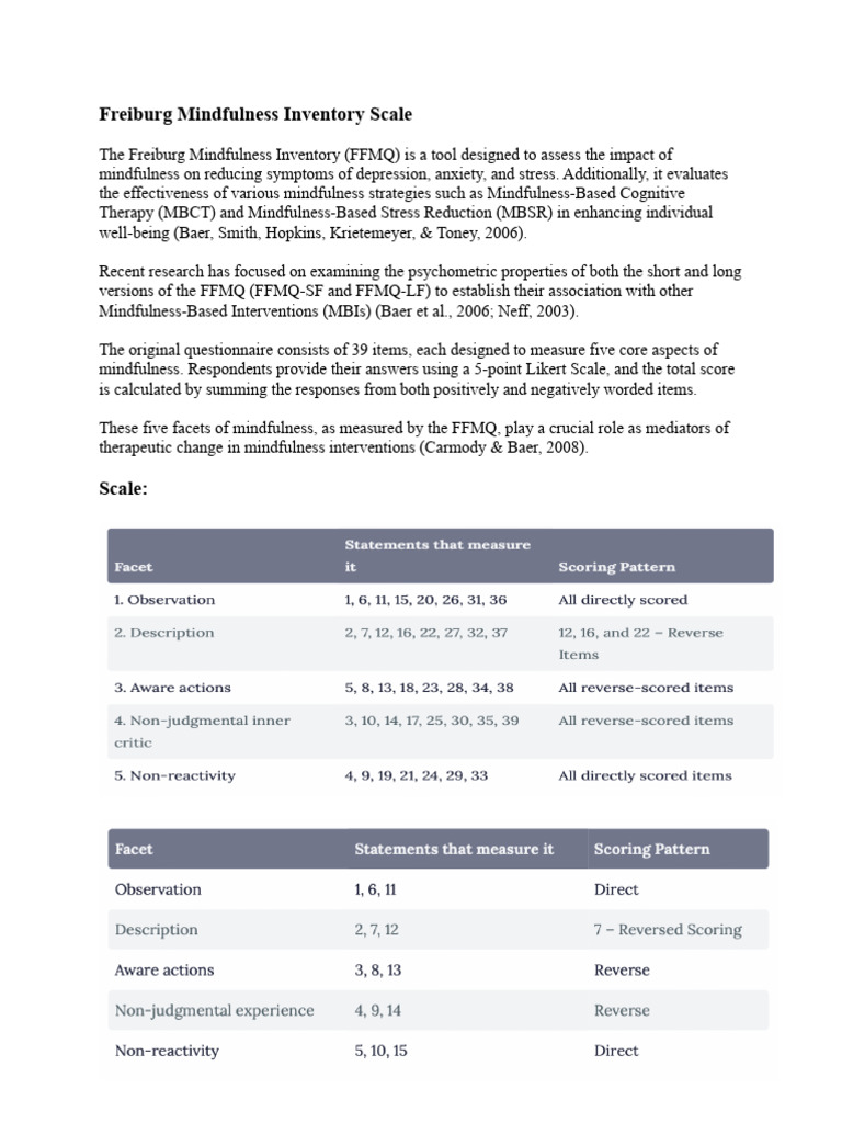 Freiburg Mindfulness Inventory Scale | PDF