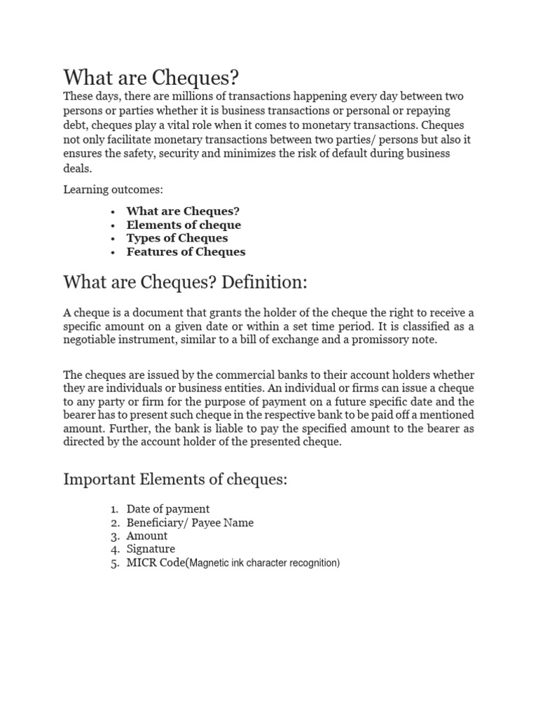 Understanding Cheques and Their Types | PDF | Cheque | Payments