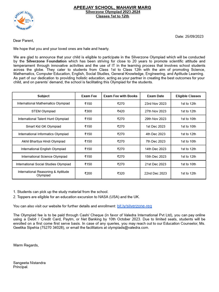 Apeejay School, Mahavir Marg - Silverzone 2023 | PDF Apeejay School, Mahavir Marg - Silverzone 2023 | PDF
